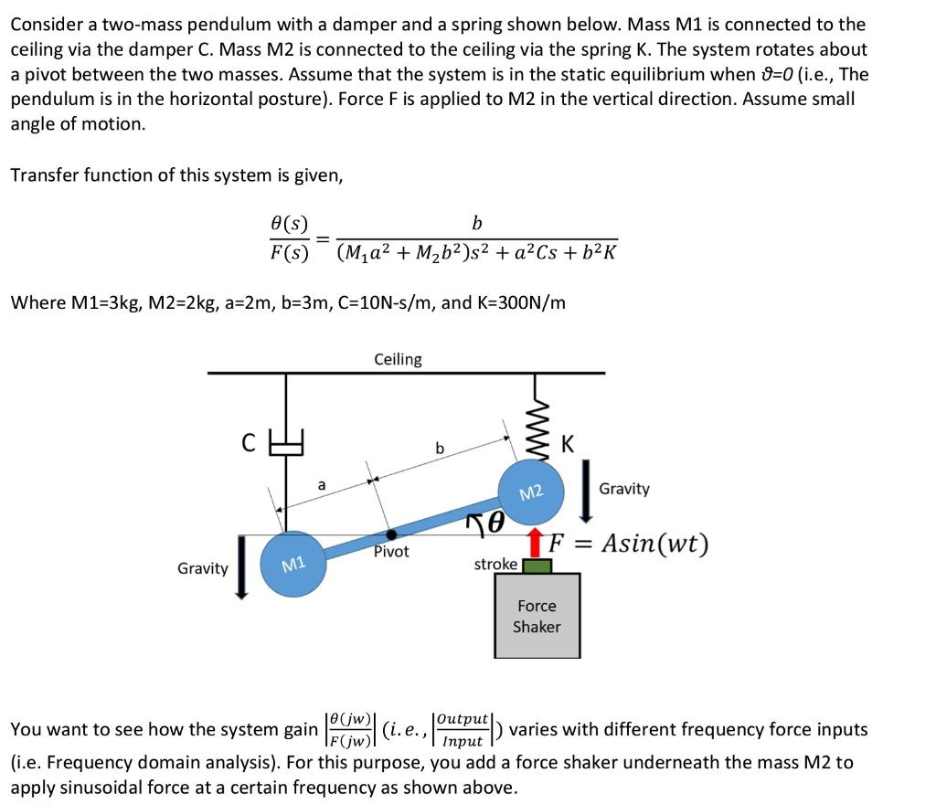 Solved Consider a two-mass pendulum with a damper and a | Chegg.com