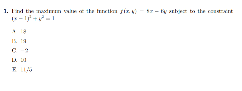 Solved 1 Find The Maximum Value Of The Function