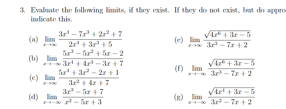 Solved 3. Evaluate the following limits, if they exist. If | Chegg.com