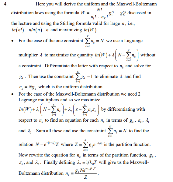Solved 4 Here you will derive the uniform and the | Chegg.com