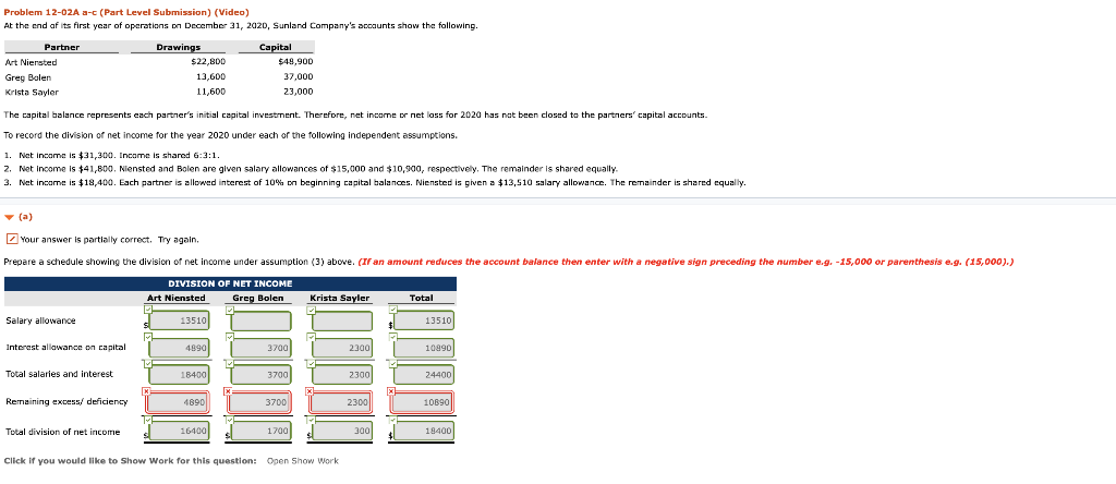 Solved Problem 12-02A a-c (Part Level Submission) (Video) At | Chegg.com