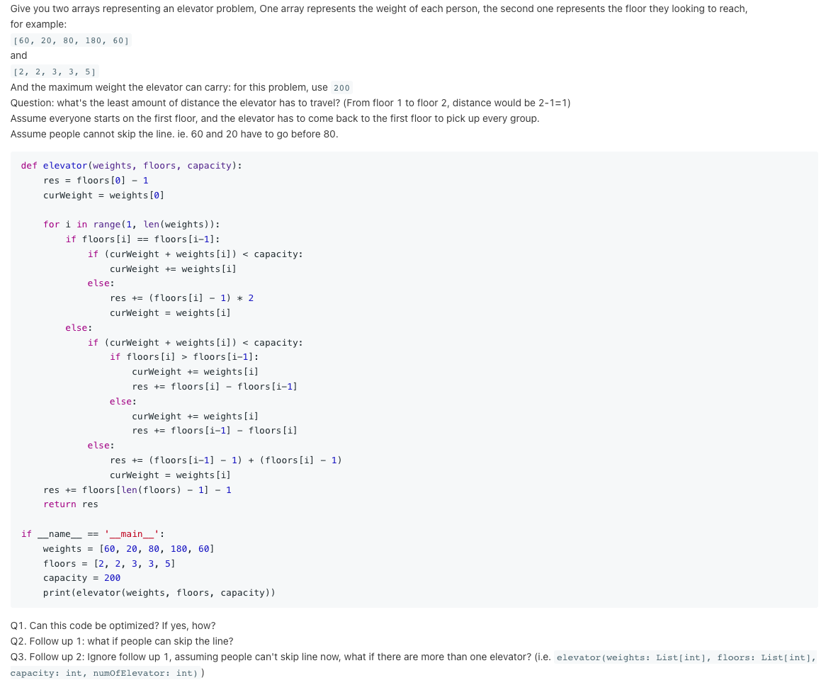 Solved Give you two arrays representing an elevator problem, | Chegg.com