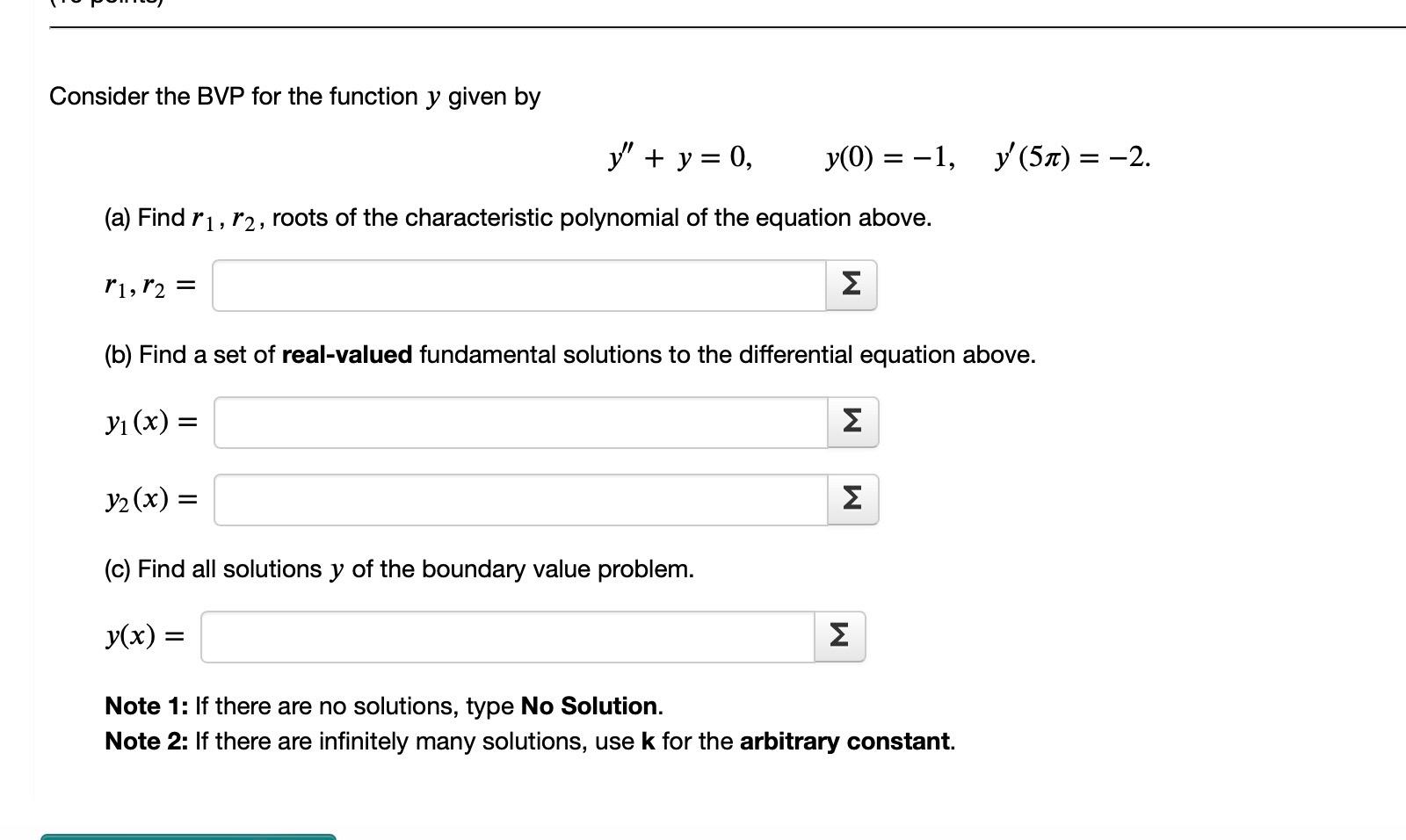Solved Consider the BVP for the function y given by | Chegg.com