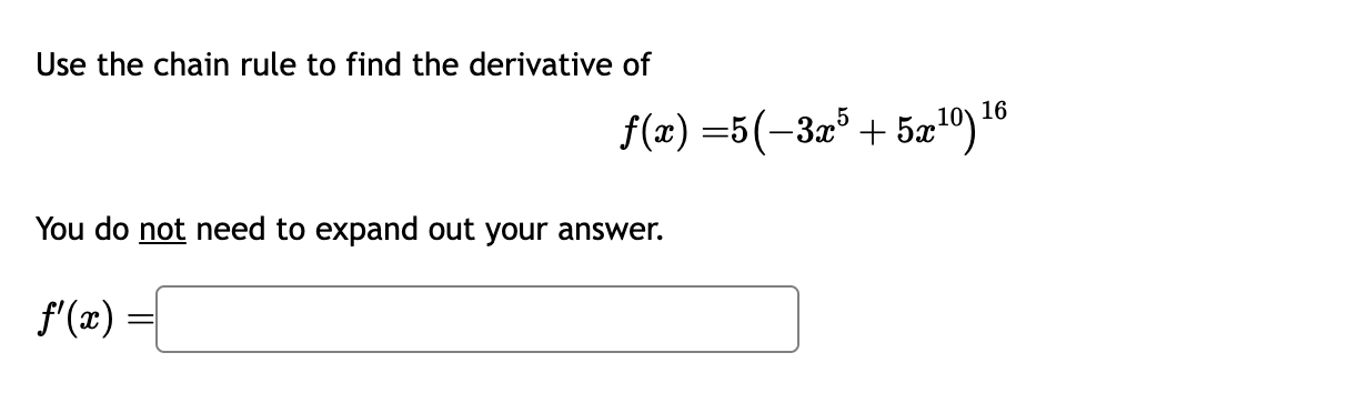 Solved Use the chain rule to find the derivative of | Chegg.com