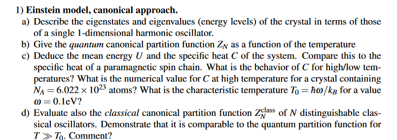 Solved 7.14 Heat capacity of a crystal. We study a | Chegg.com
