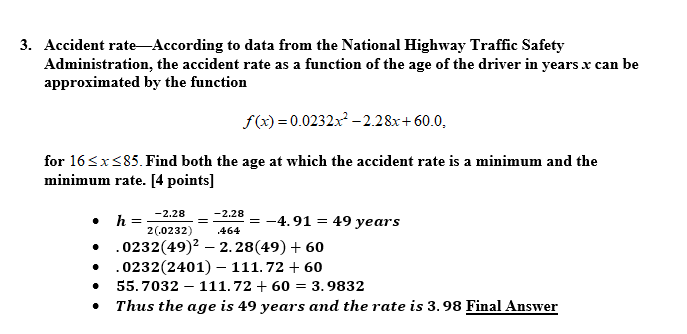 Solved 3. Accident rate-According to data from the National | Chegg.com