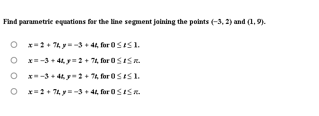 Solved Find Parametric Equations For The Line Segment