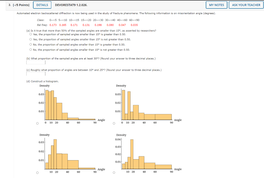 Solved 3. (-/5 Points) DETAILS DEVORESTAT9 1.2.026. . MY | Chegg.com
