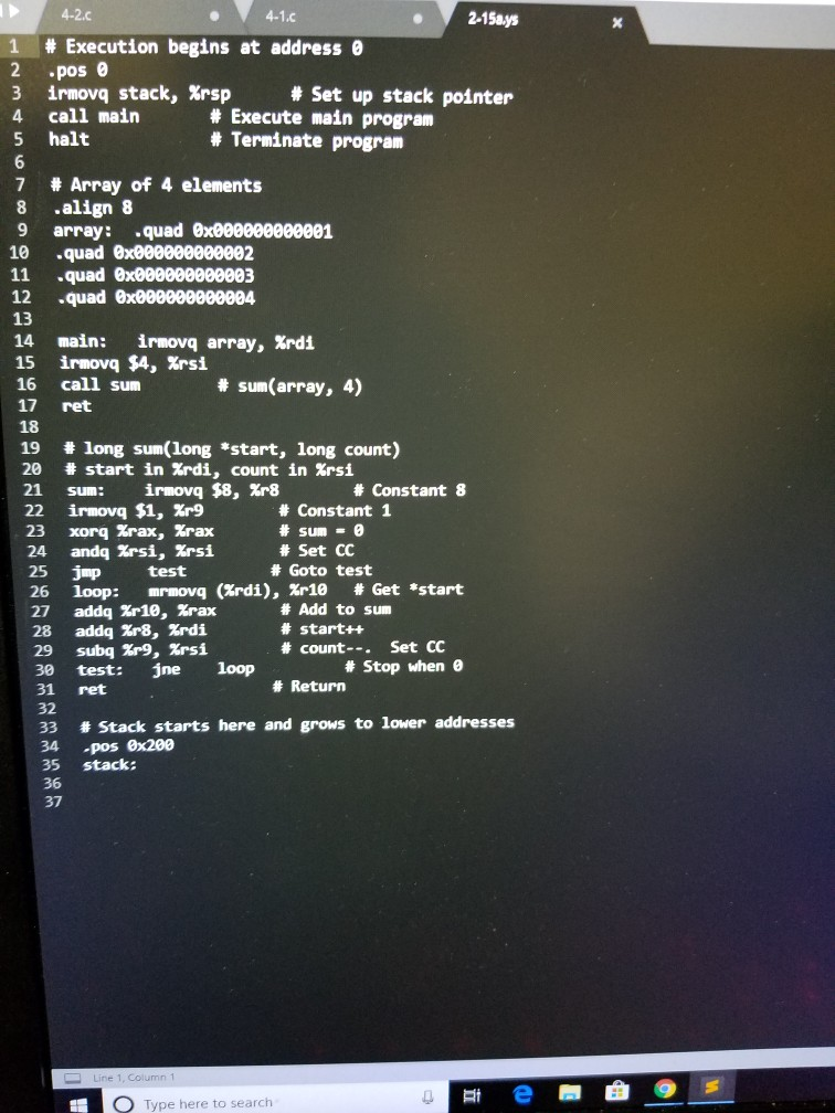 Solved 1 60 Write A Y86 64 Program That Sorts An Array Of 5135