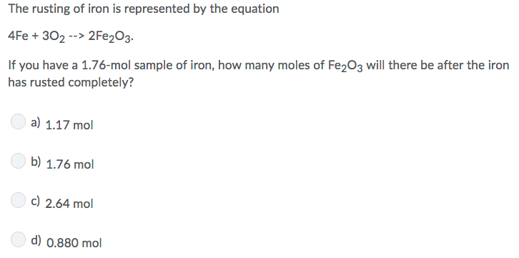 Solved The rusting of iron is represented by the equation | Chegg.com
