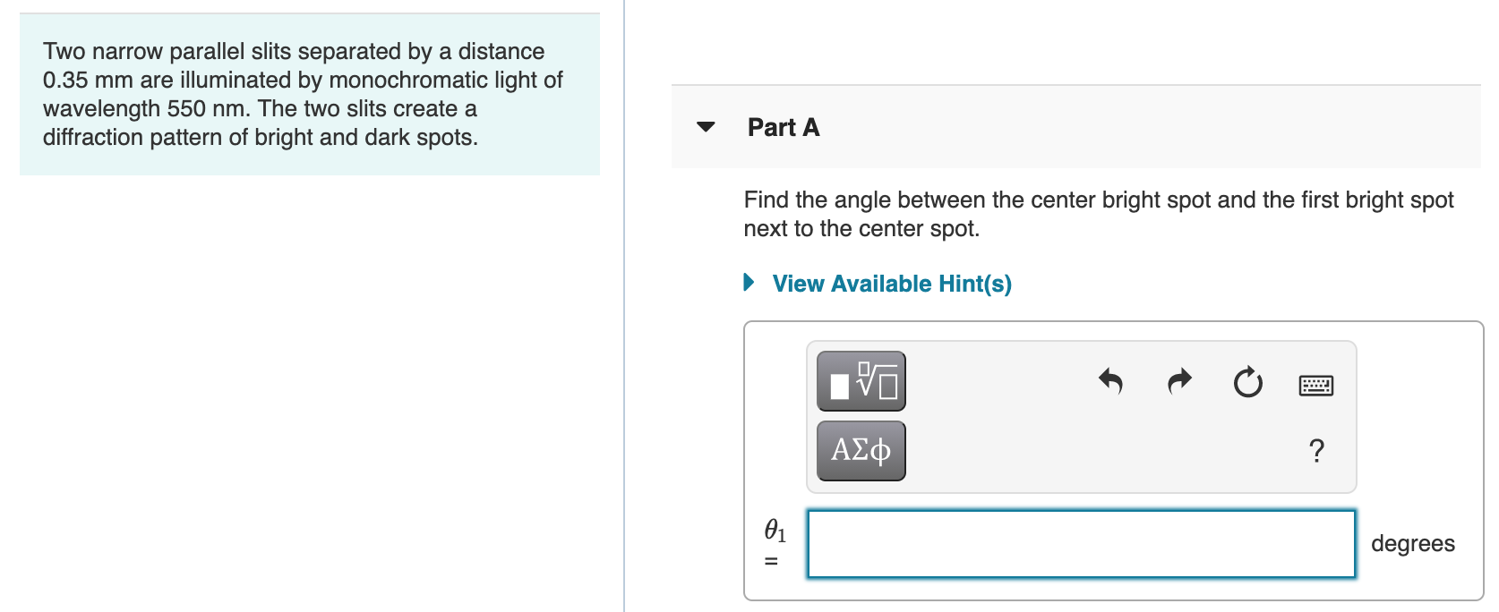 Solved Two narrow parallel slits separated by a distance | Chegg.com