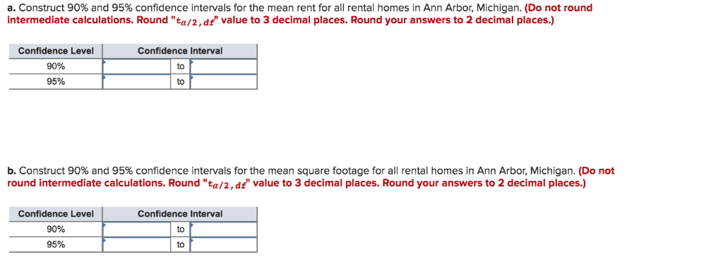 Solved a. Construct 90% and 95% confidence intervals for the | Chegg.com