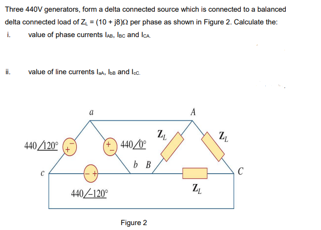 Solved Three 440V generators, form a delta connected source | Chegg.com