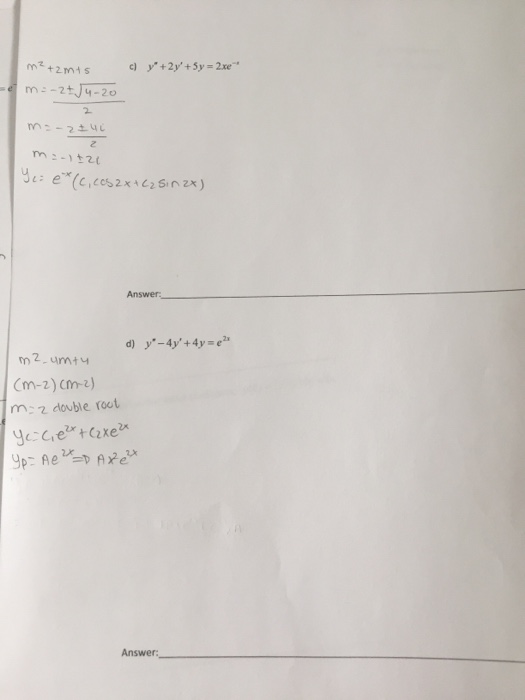 Solved Answer m: 2 double root Answer | Chegg.com