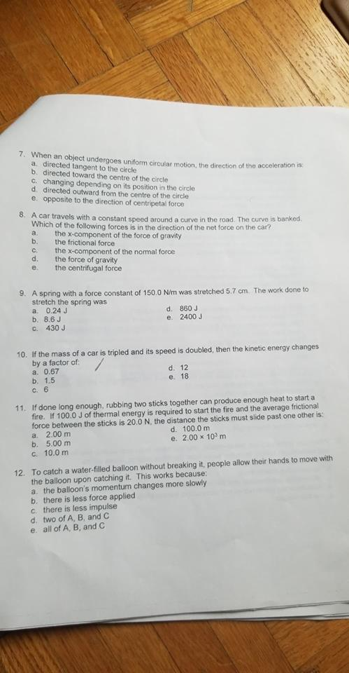 Solved 7. When an object undergoes uniform circular motion, | Chegg.com