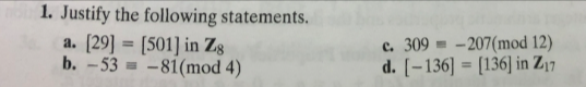 Solved 1. Justify the following statements. a. [29] = (501) | Chegg.com