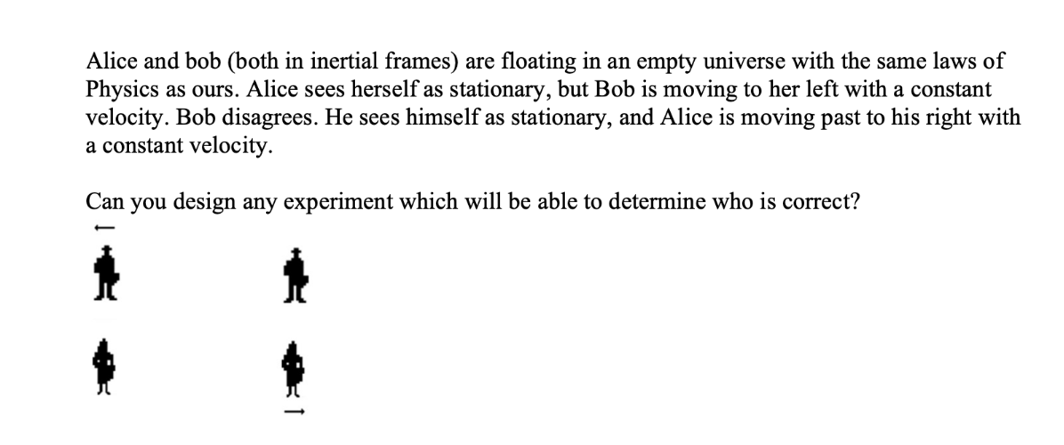 Solved Alice and bob (both in inertial frames) are floating | Chegg.com