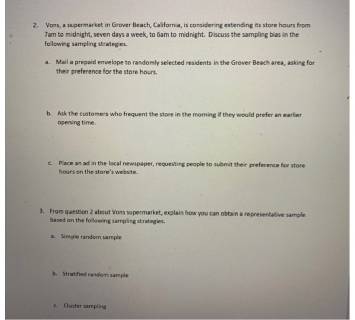 Solved Vons, a supermarket in Grover Beach, California, is | Chegg.com