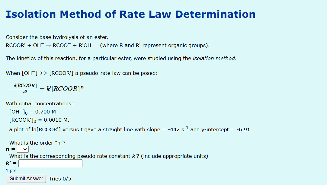 Isolation Method of ﻿Rate Law DeterminationConsider | Chegg.com