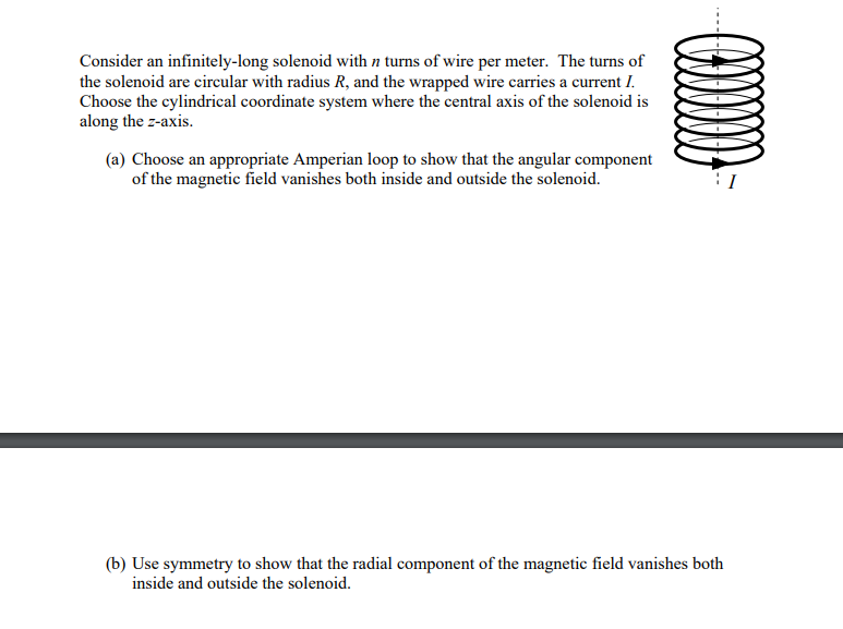 Solved Consider an infinitely-long solenoid with n turns of | Chegg.com
