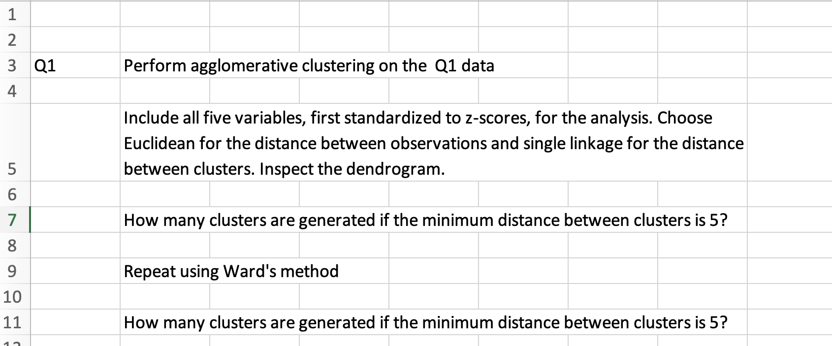 Solved 1 2 3 Q1 4 5 67 6 7 8 9 10 11 Perform agglomerative | Chegg.com