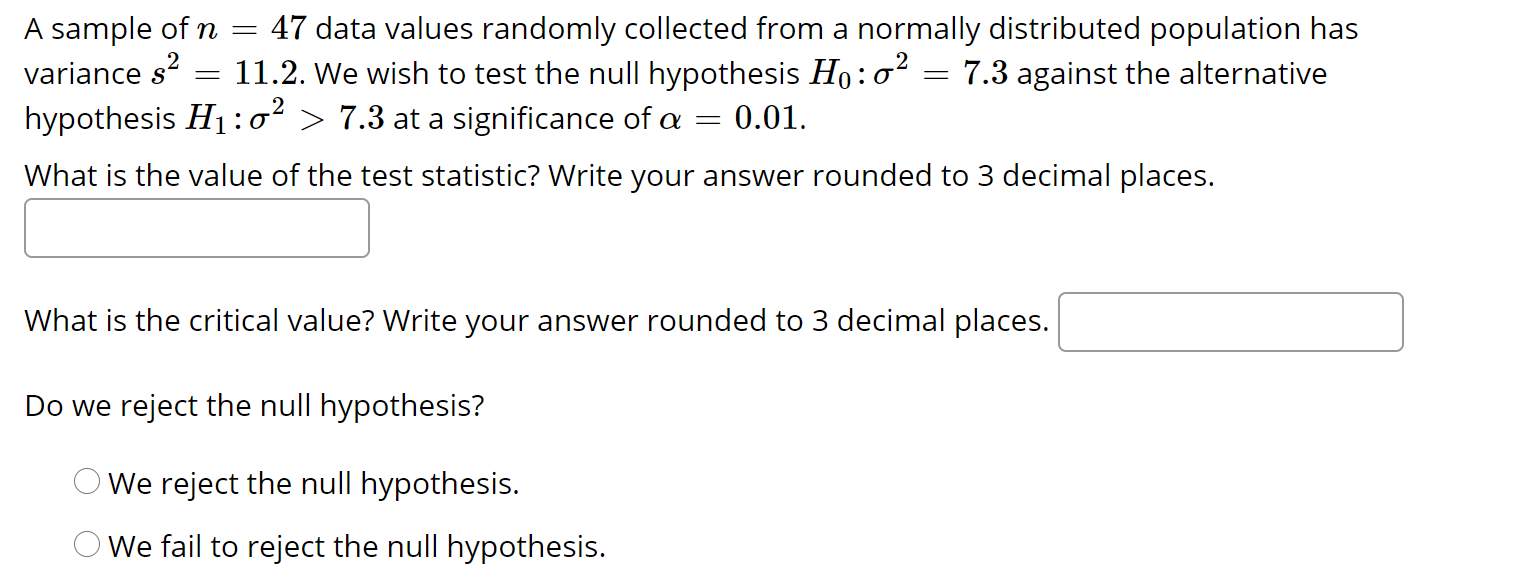 Solved - A sample of n = : 47 data values randomly collected | Chegg.com