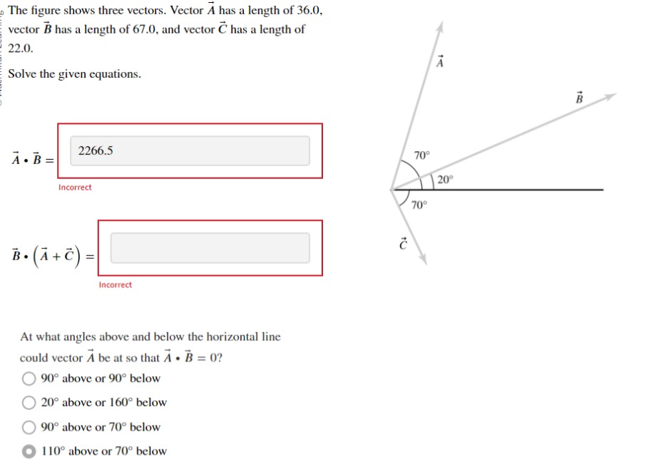 Solved The figure shows three vectors. Vector vec(A) ﻿has a | Chegg.com