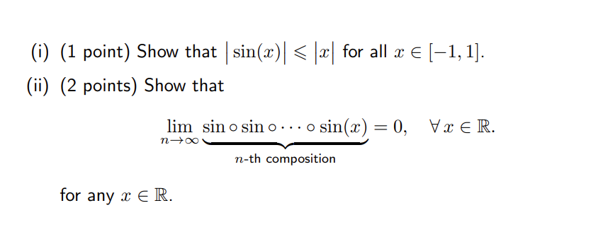 Solved х (i) (1 point) Show that sin(x)|