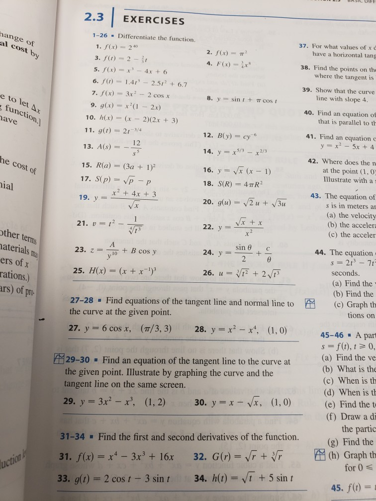 Solved BASIC DIFF 2.3 EXERCISES 1-26 Differentiate the | Chegg.com