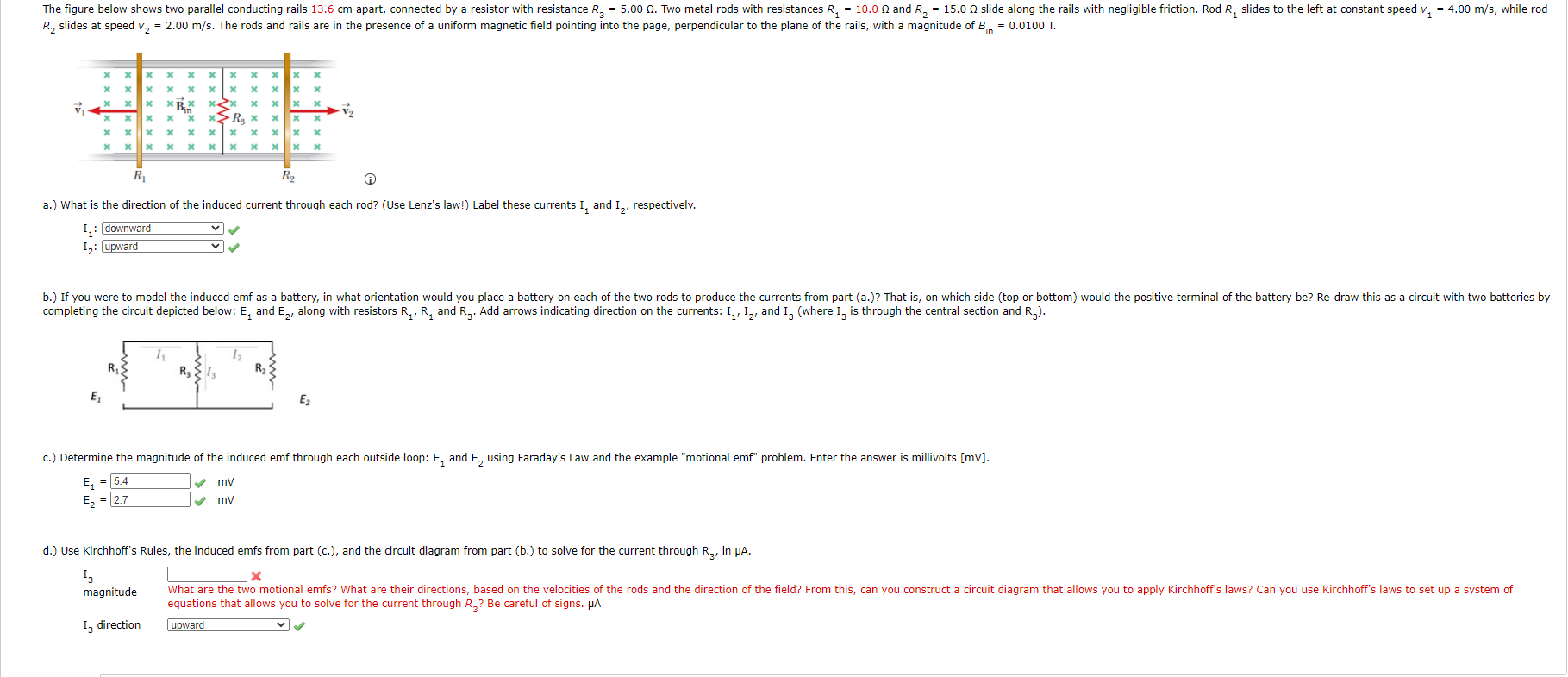 Solved The figure below shows two parallel conducting rails | Chegg.com