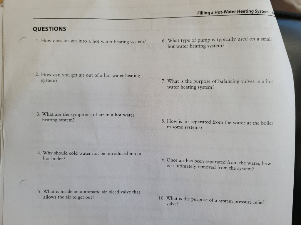 Solved Filling a Hot-Water Heating System QUESTIONS 1. How | Chegg.com