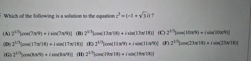 Solved Which of the following is a solution to the equation | Chegg.com