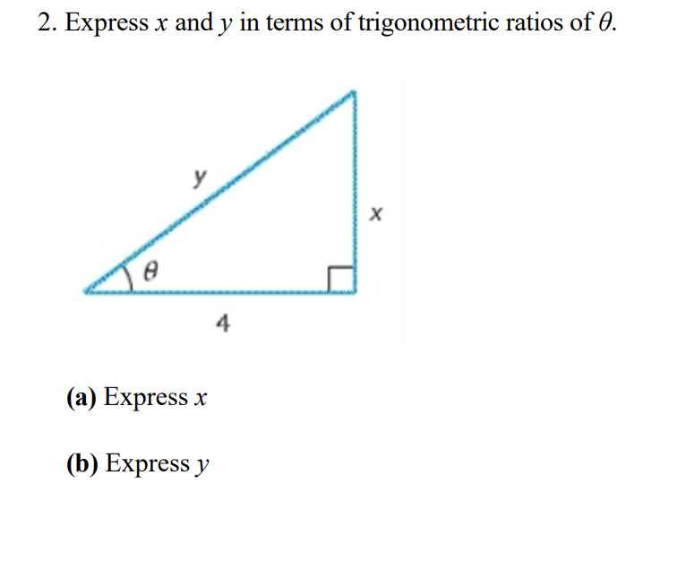 Solved Express x ﻿and y ﻿in terms of trigonometric ratios of | Chegg.com