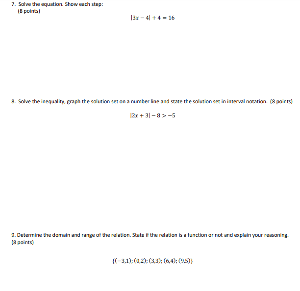 Solved 7. Solve the equation. Show each step: (8 points) 3x | Chegg.com