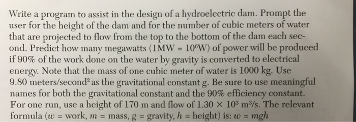 Solved Write a program to assist in the design of a | Chegg.com