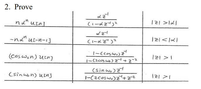 Solved 2. Prove \begin{tabular}{c|c|c} nαnu[n] & | Chegg.com