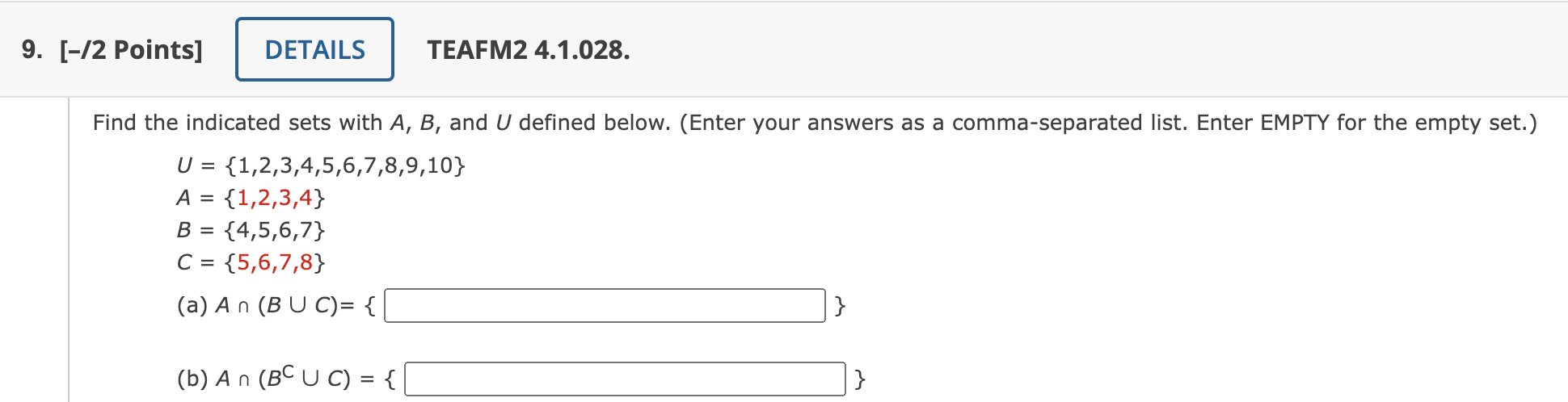 Solved TEAFM2 4.1.028.Find the indicated sets with A,B, ﻿and | Chegg.com
