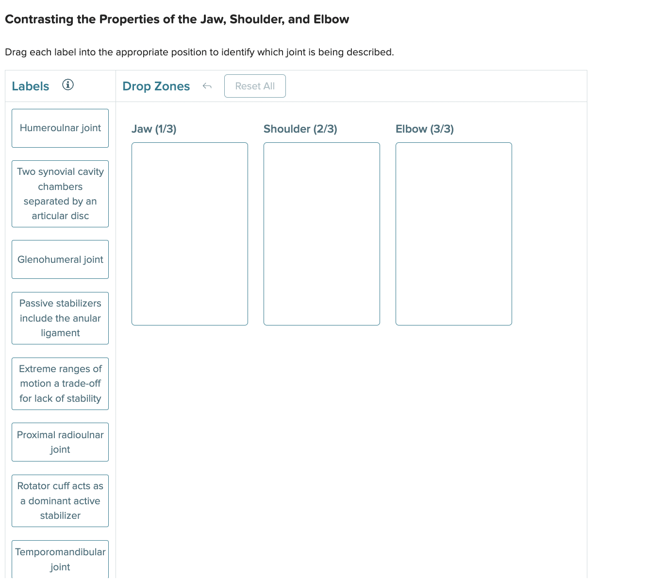 Solved Contrasting the Properties of the Jaw, Shoulder, and | Chegg.com