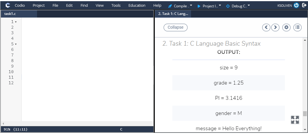 Solved Codio Project File Edit Find View Tools Education | Chegg.com