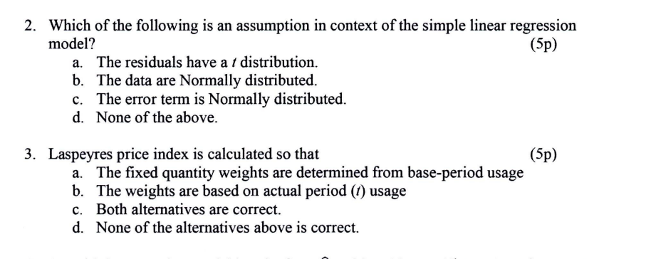 Solved 2. Which of the following is an assumption in context | Chegg.com