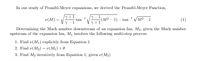 Solved In our study of Prandtl-Meyer expansions, we derived | Chegg.com