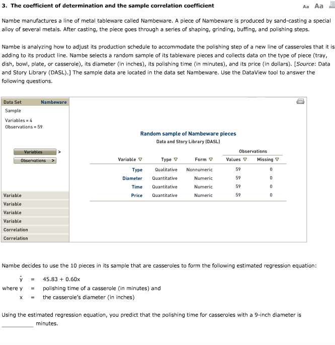 Solved 3. The coefficient of determination and the sample | Chegg.com
