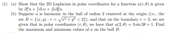 Solved (1) (a) Show that the 2D Laplacian in polar | Chegg.com