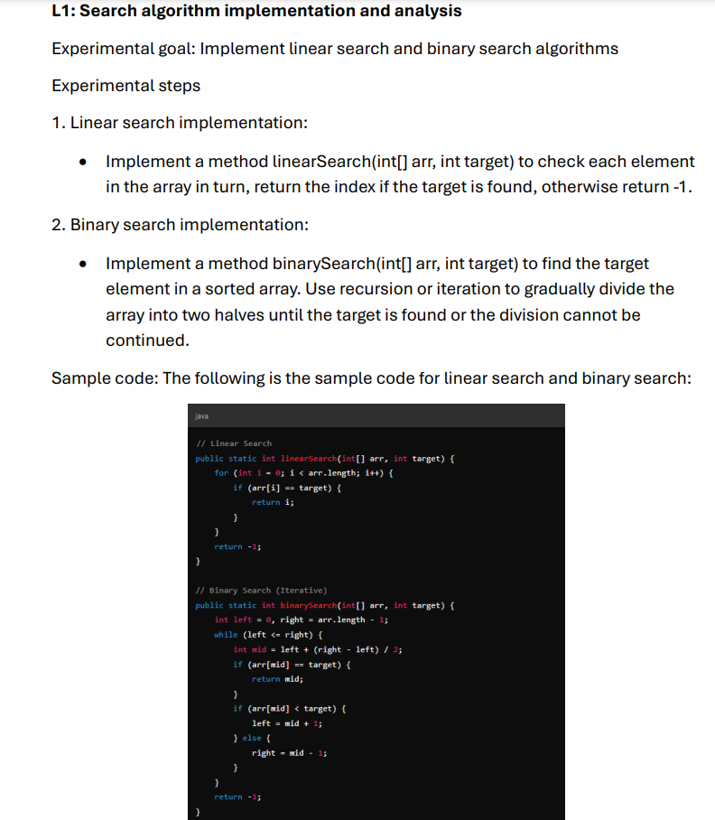 L1: Search algorithm implementation and | Chegg.com