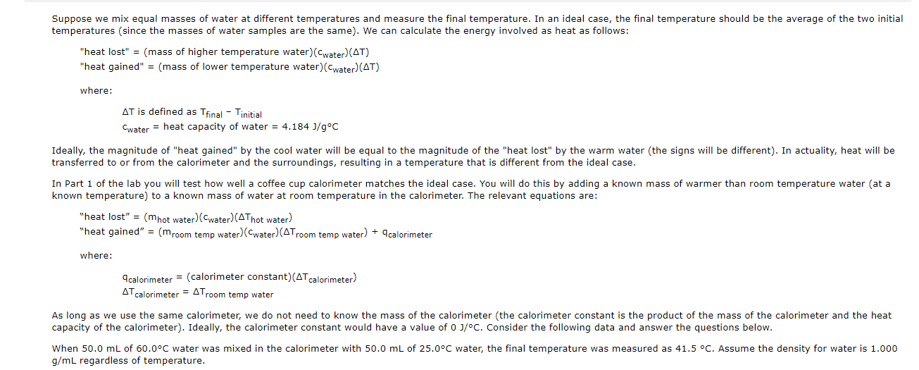 Solved Determine the magnitude of the "heat lost" by the hot | Chegg.com