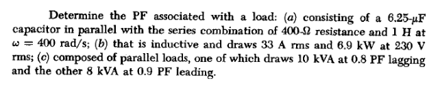 Solved Determine the PF associated with a load: (a) | Chegg.com