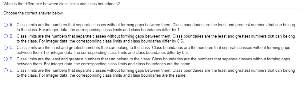 Solved What Is The Difference Between Class Limits And Class Chegg