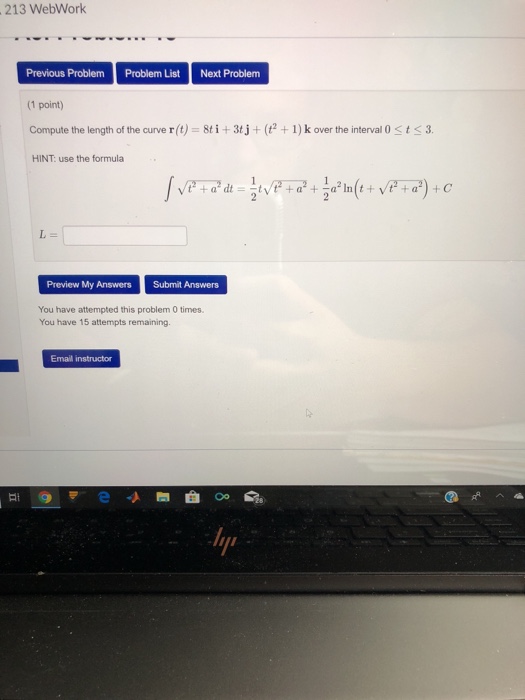 Solved 213 WebWork Previous ProblemProblem List Next Problem | Chegg.com