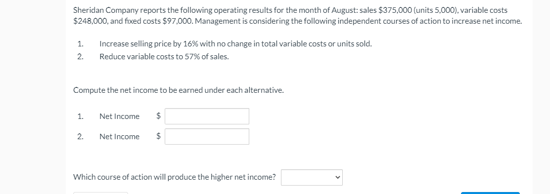 Solved Sheridan Company reports the following operating | Chegg.com