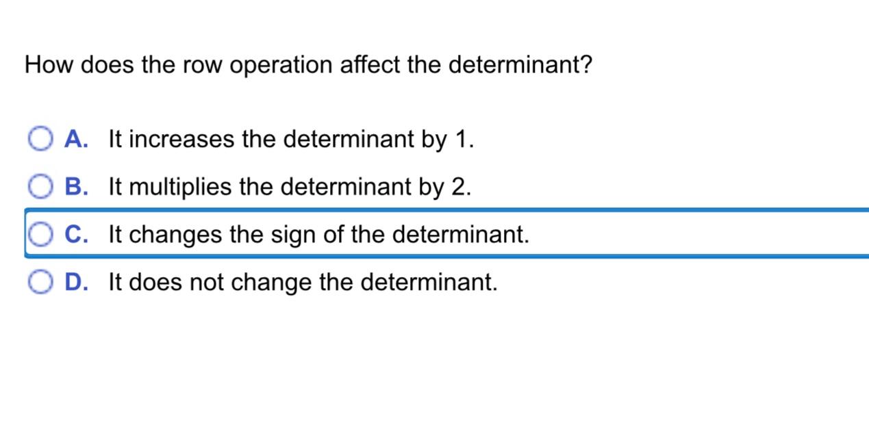 Solved Explore the effect of an elementary row operation on | Chegg.com